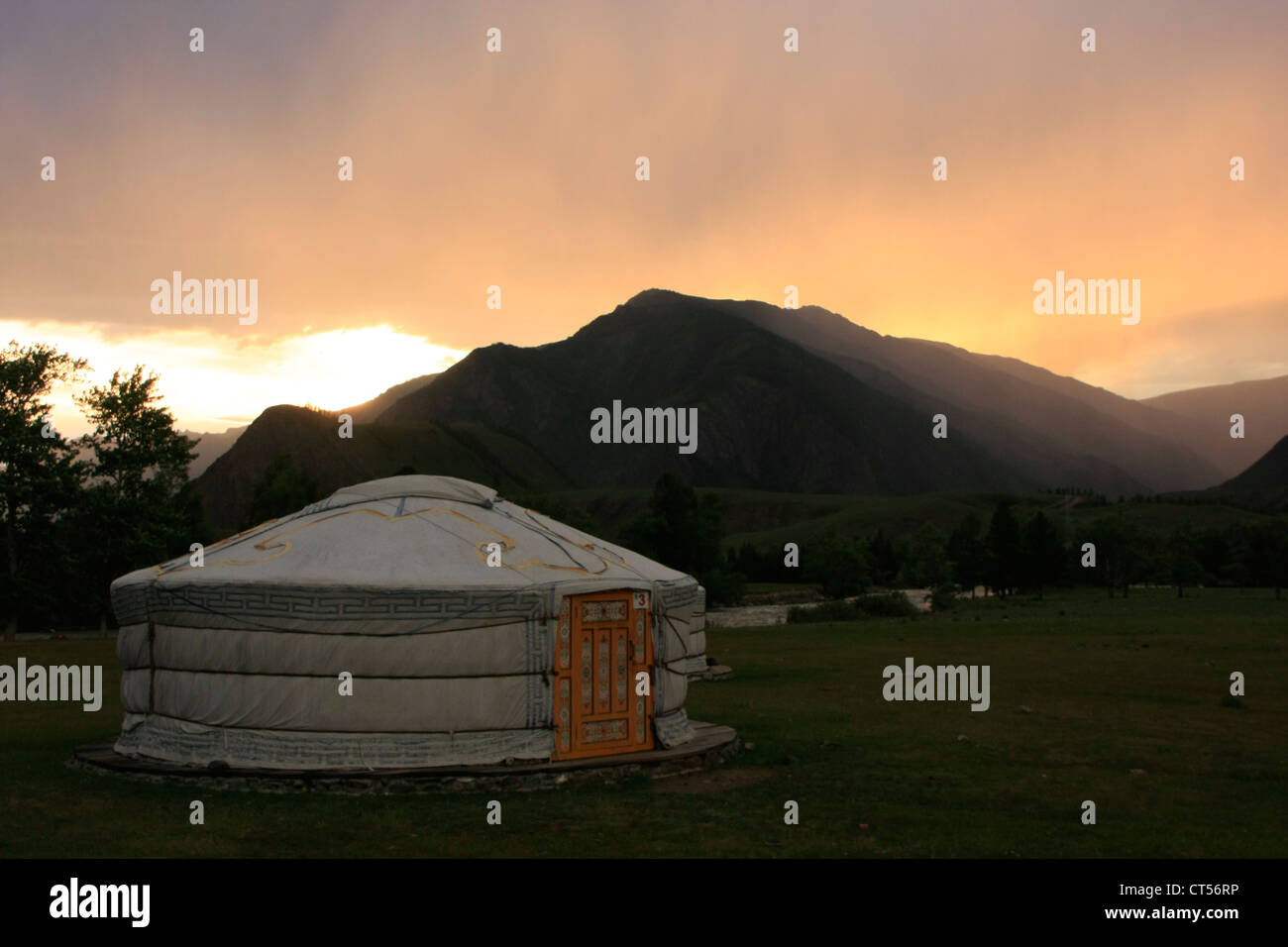 Yurt at sunset, Altai, Siberia, Russia Stock Photo - Alamy