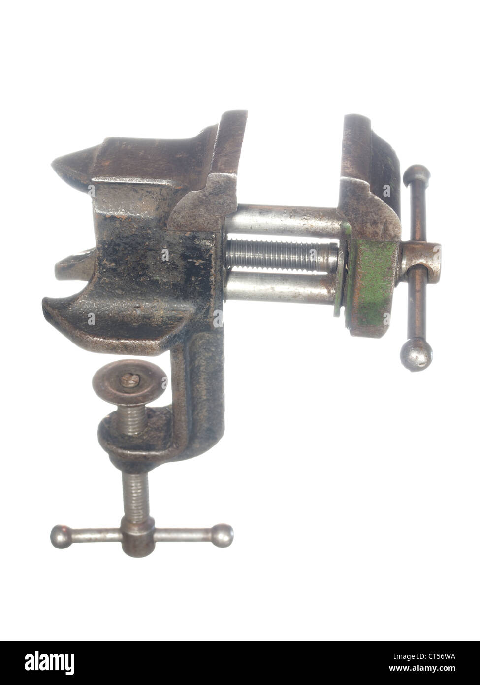 The old bench vise, isolated on a white background Stock Photo - Alamy