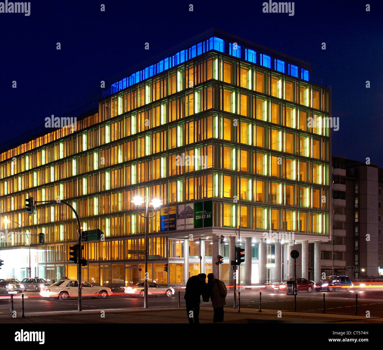 Berlin, colored lighting in a new building Stock Photo - Alamy