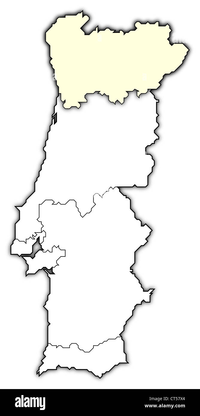 Political map of Portugal with the several regions where Norte Region ...