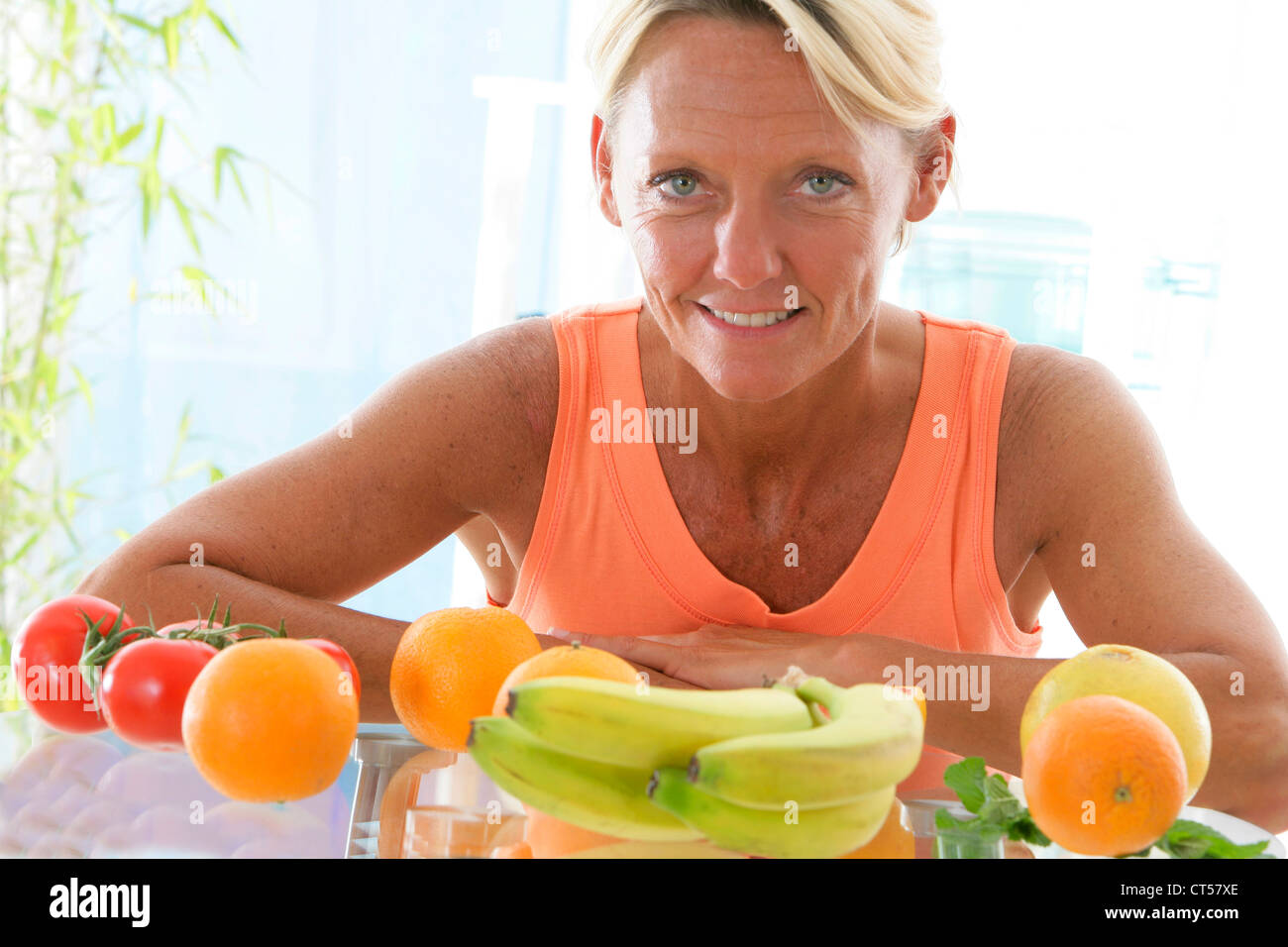ELDERLY PERSON EATING FRUIT Stock Photo - Alamy