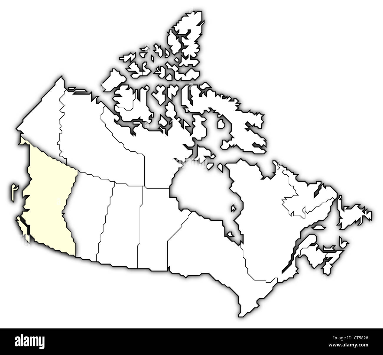 Political map of Canada with the several provinces where British ...