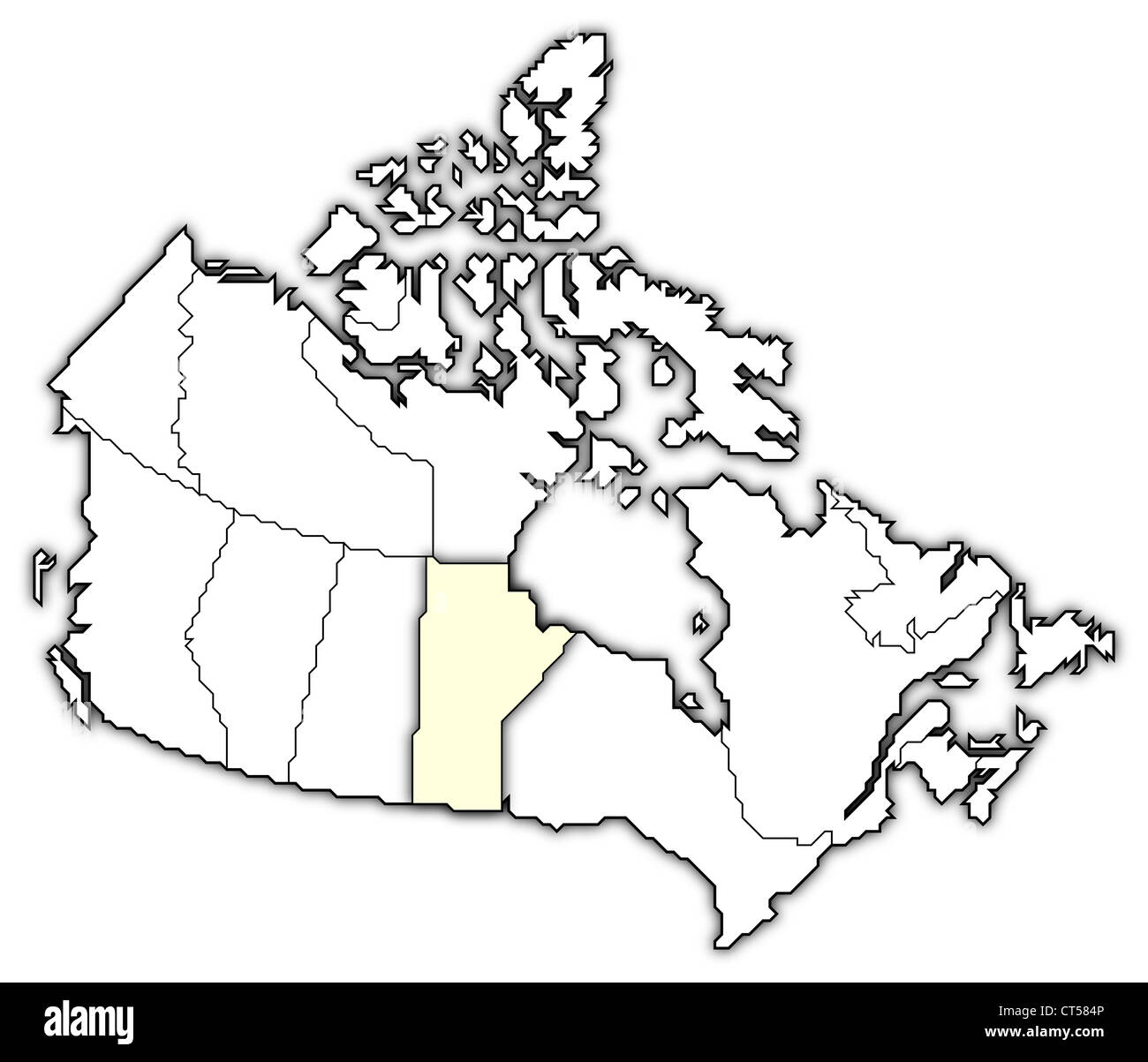 Political map of Canada with the several provinces where Manitoba is ...