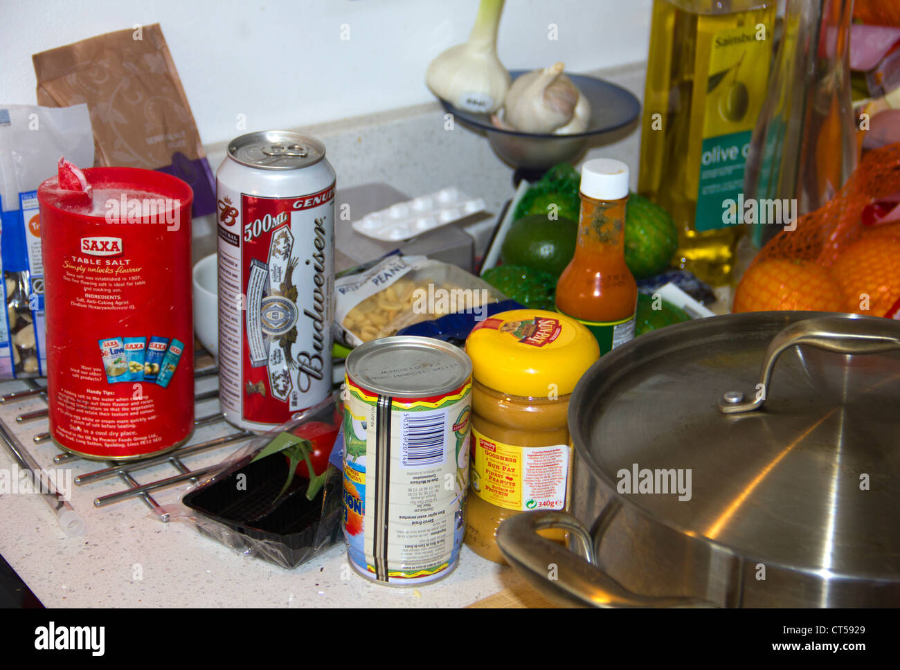 Asian Cooking ingredients on Kitchen surface Stock Photo - Alamy