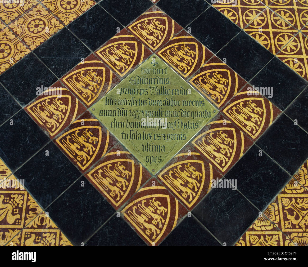 Tewkesbury Abbey Edward Price of Wales plaque Stock Photo - Alamy