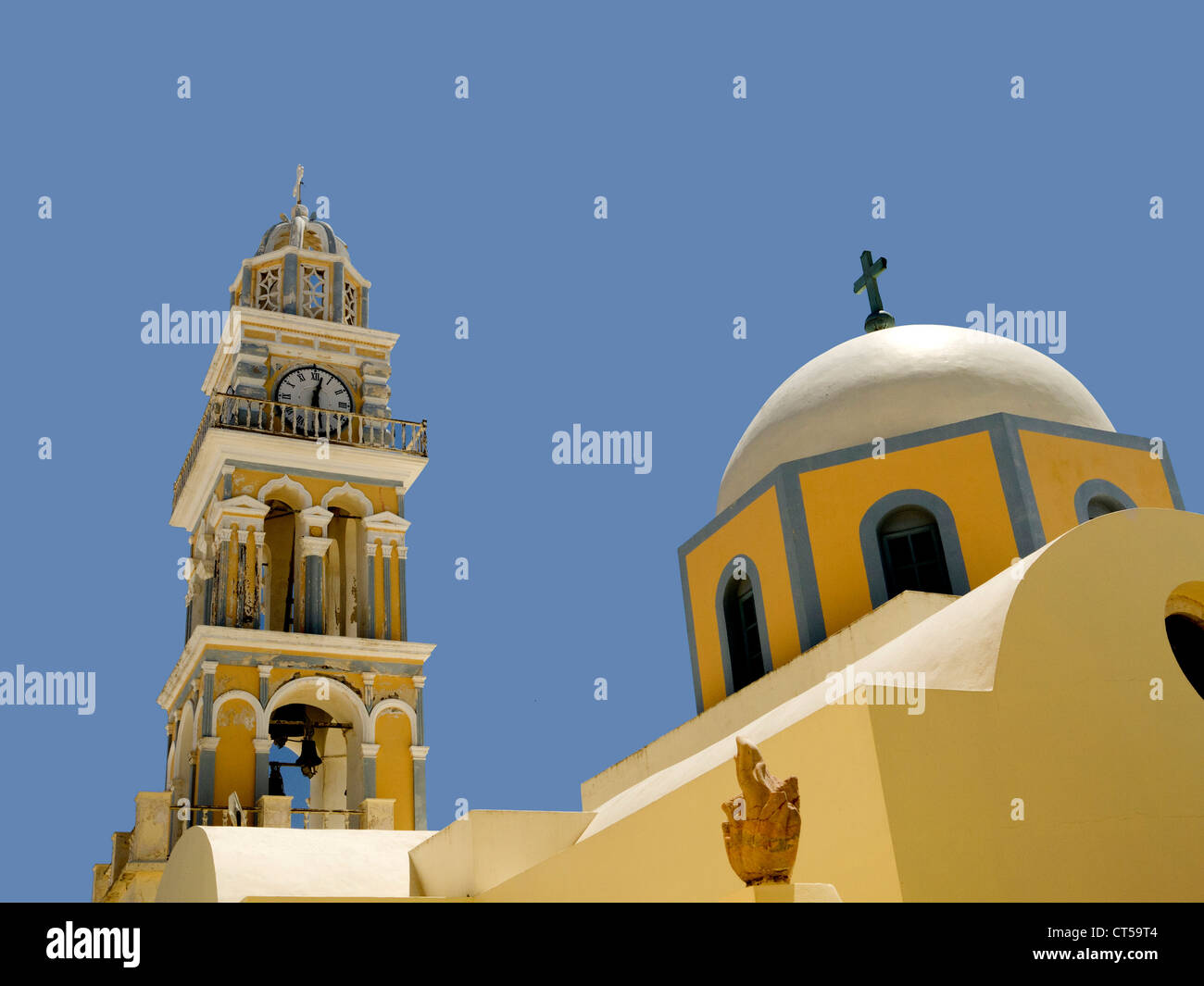Catholic Cathedral in the town of Fira in the island of Santorini in ...