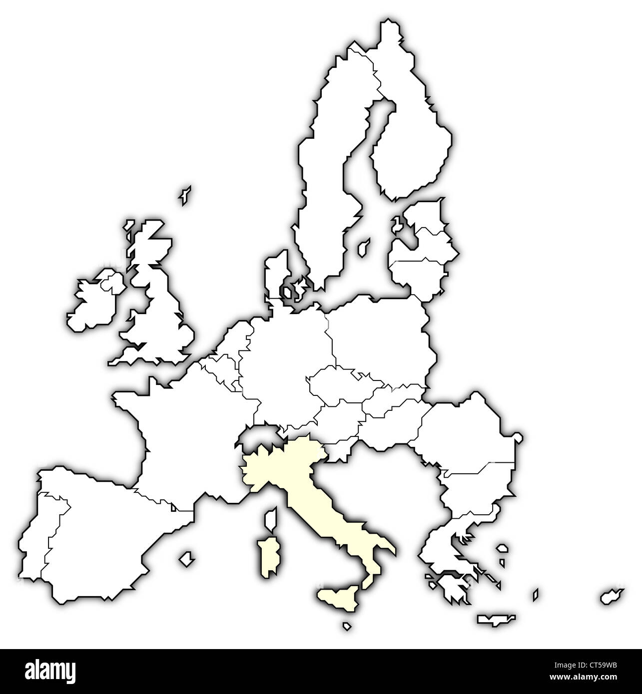 Political map of the European Union with the several states where Italy ...