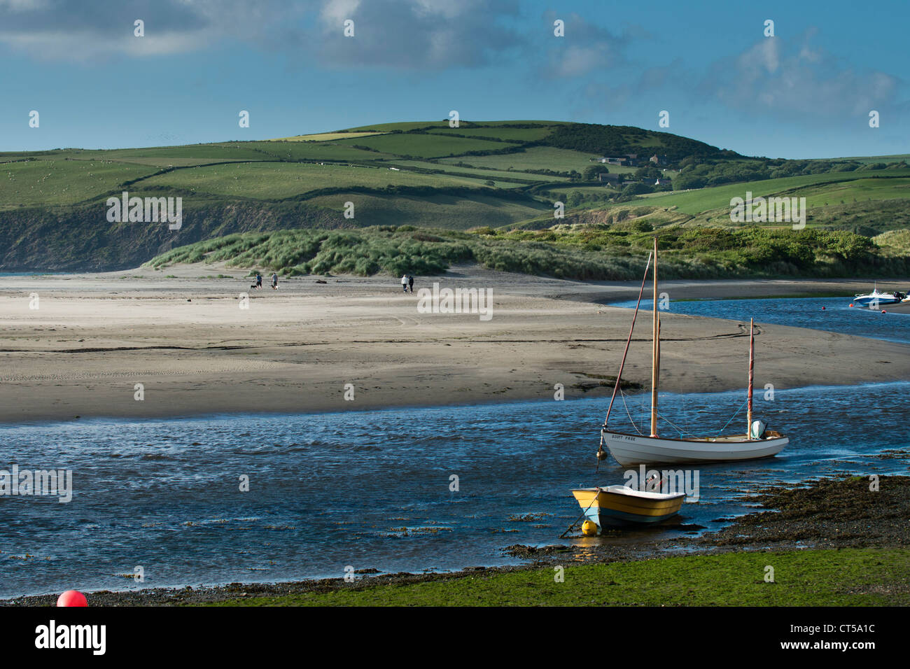 The beach and estuary at The Parrog, Newport, Pembrokeshire Wales UK ...