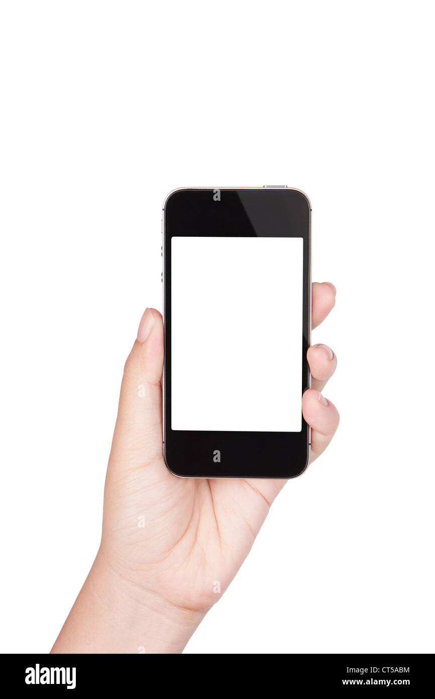 With phone in hand Cut Out Stock Images & Pictures - Alamy