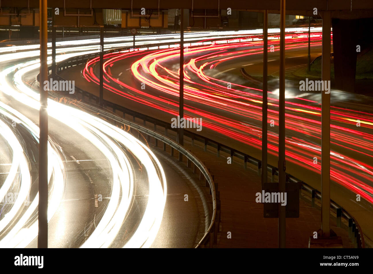 Berlin, light tracks of cars on the freeway Stock Photo - Alamy