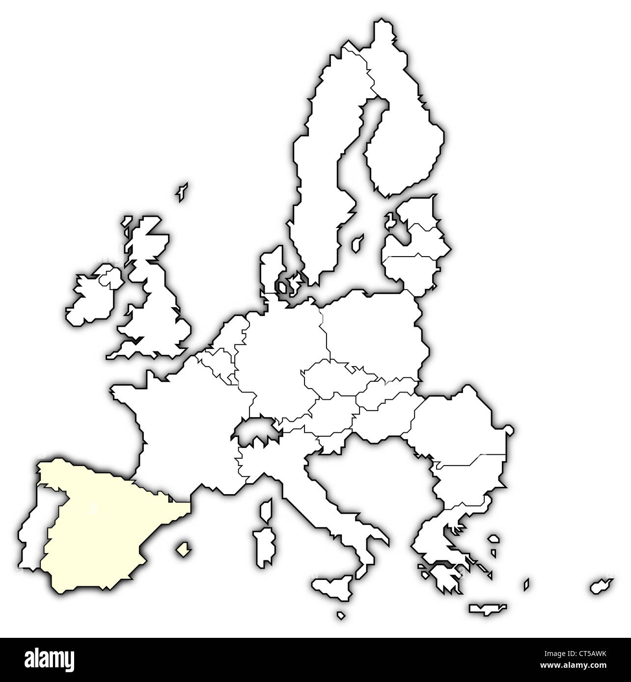 Political map of the European Union with the several states where Spain ...