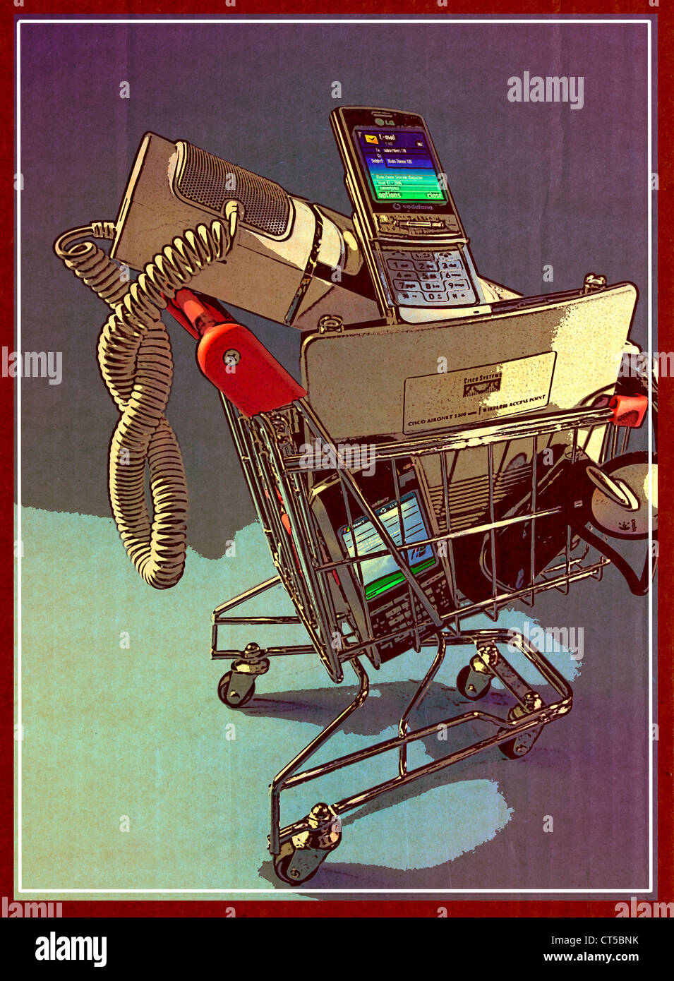 shopping cart with telephones Stock Photo - Alamy