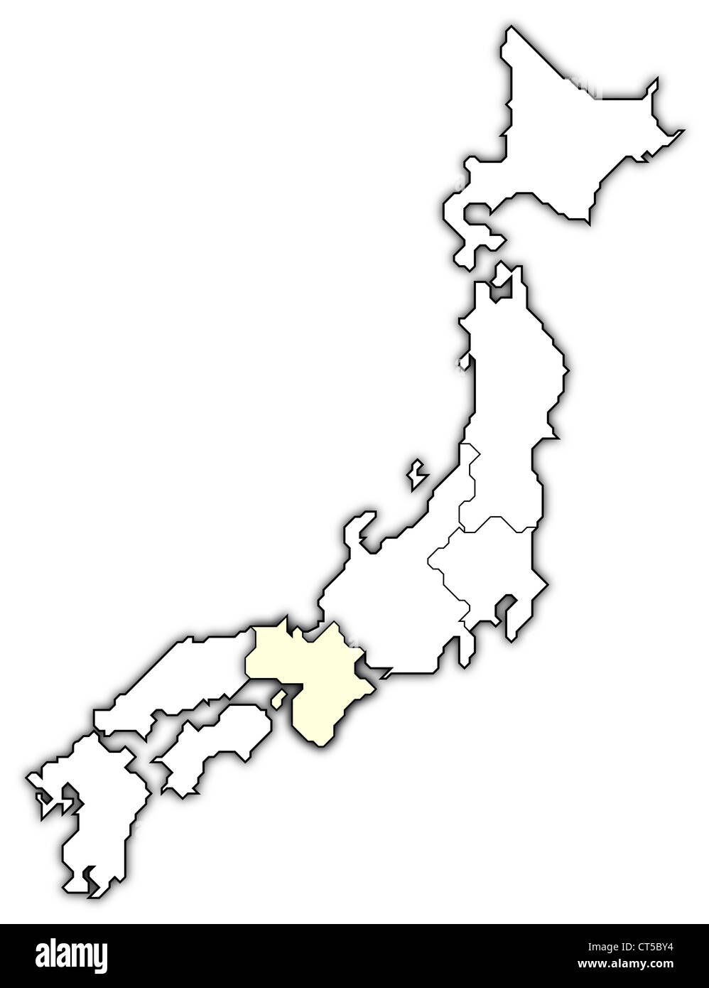 Political map of Japan with the several regions where Kinki is ...