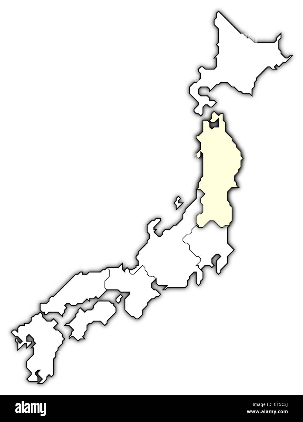 Political map of Japan with the several regions where Tohoku is ...