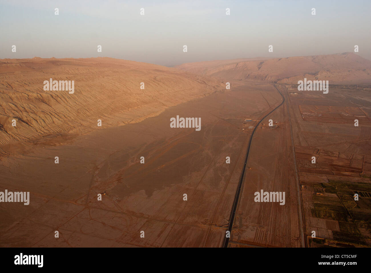 An aerial view of Fire Mountain, near Turpan, Xinjiang, China Stock ...