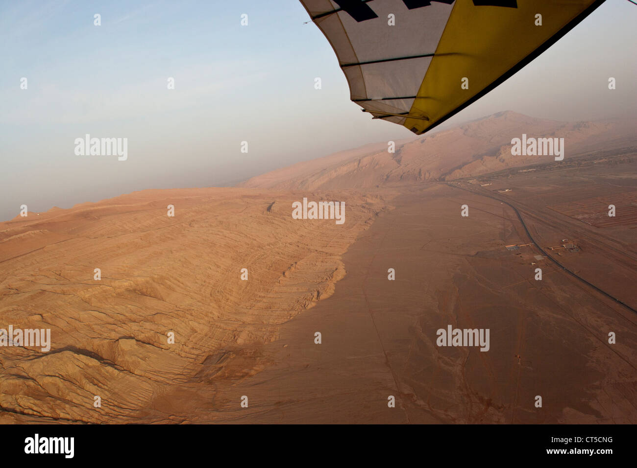A aerial view of Fire Mountain, near Turpan, Xinjiang, China Stock ...