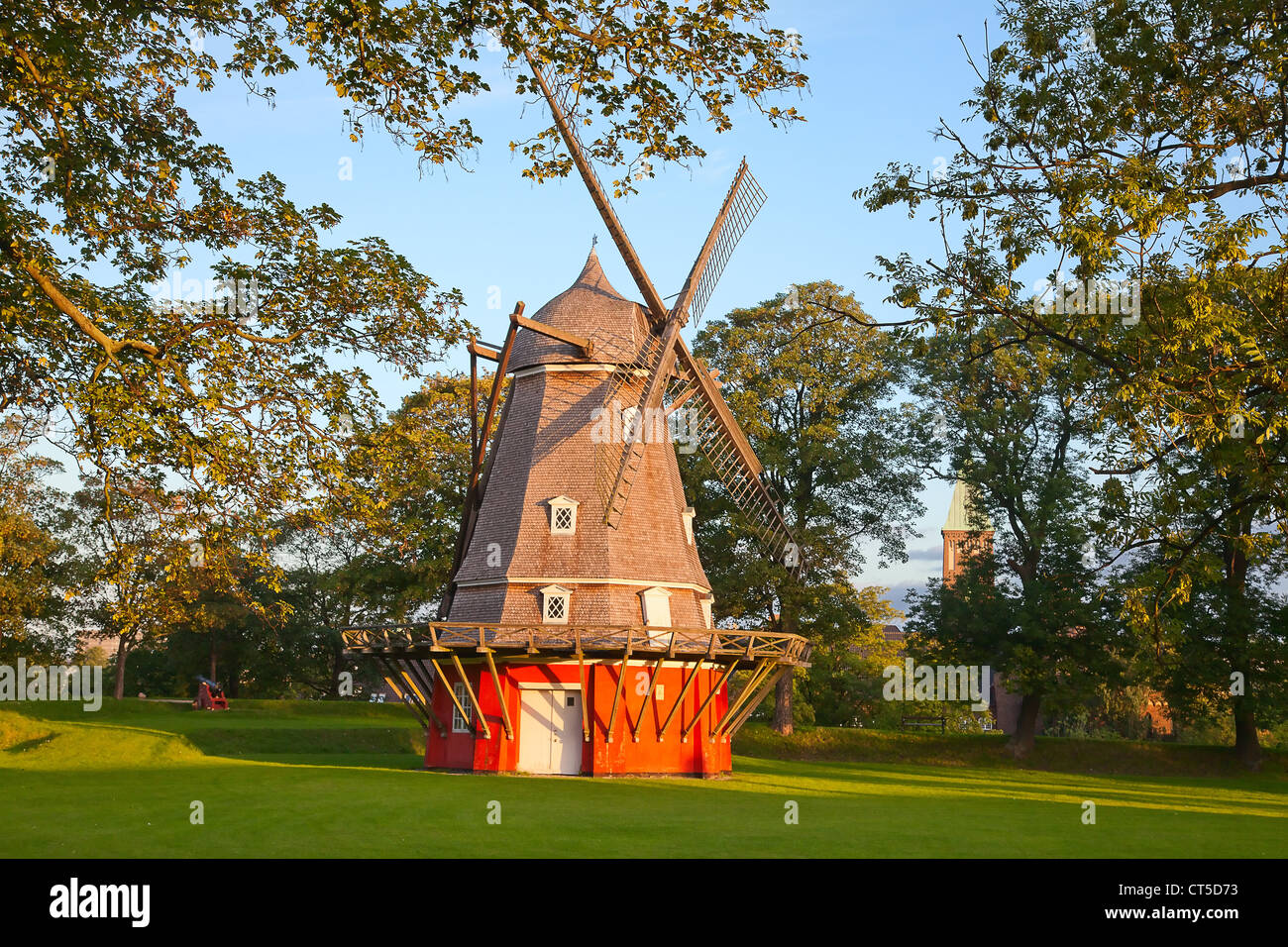 Old red windmill in the Copenhagen, Denmark Stock Photo - Alamy