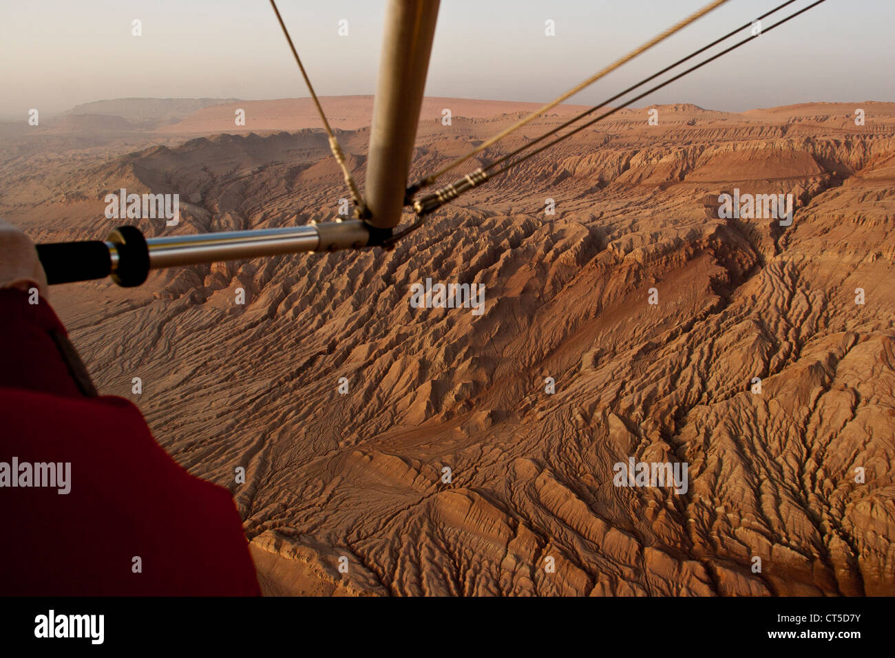 A aerial view of Fire Mountain, near Turpan, Xinjiang, China Stock ...