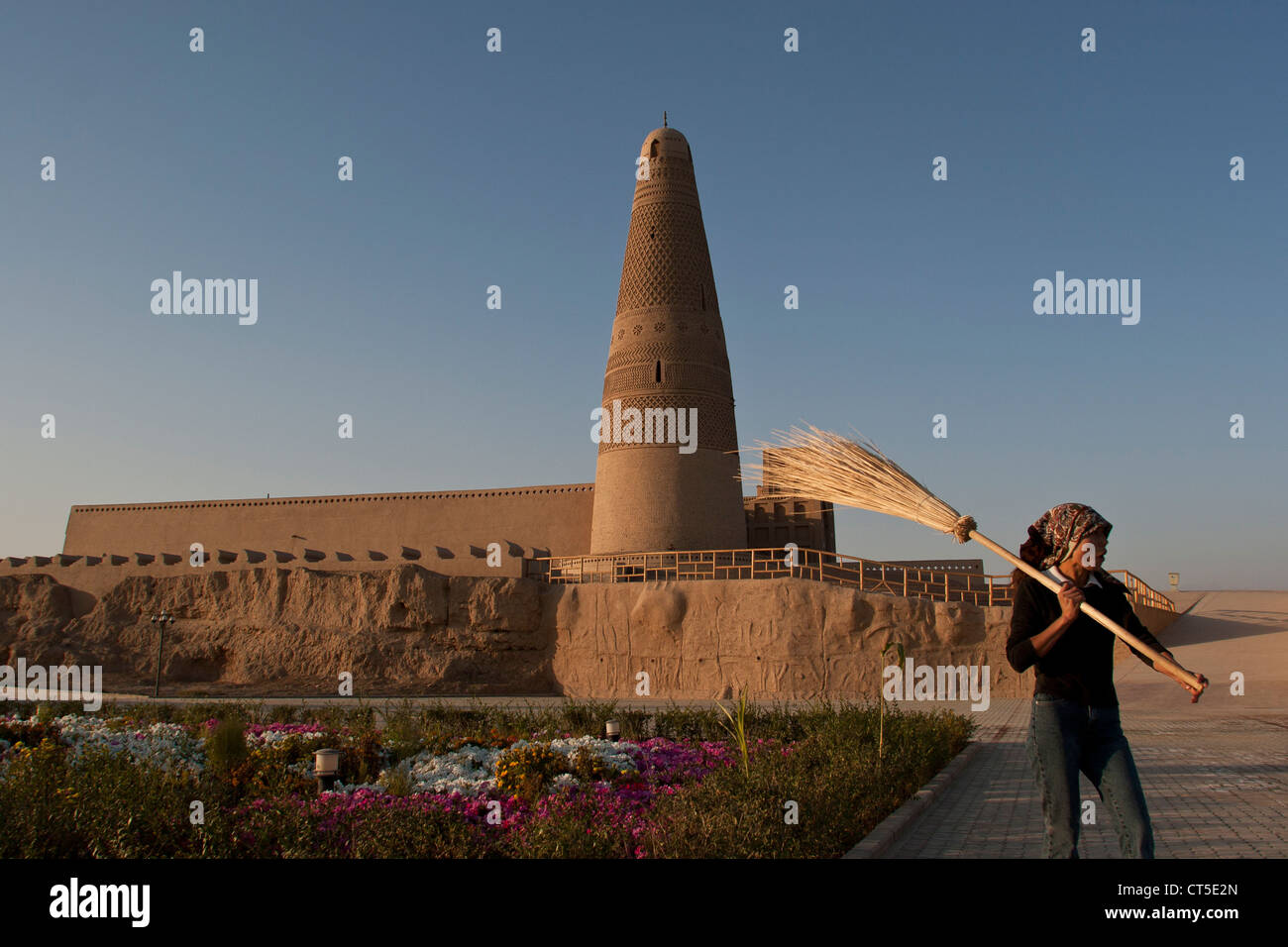 The Emin Minaret, or Imin Ta, stands by the Uighur Mosque located in ...