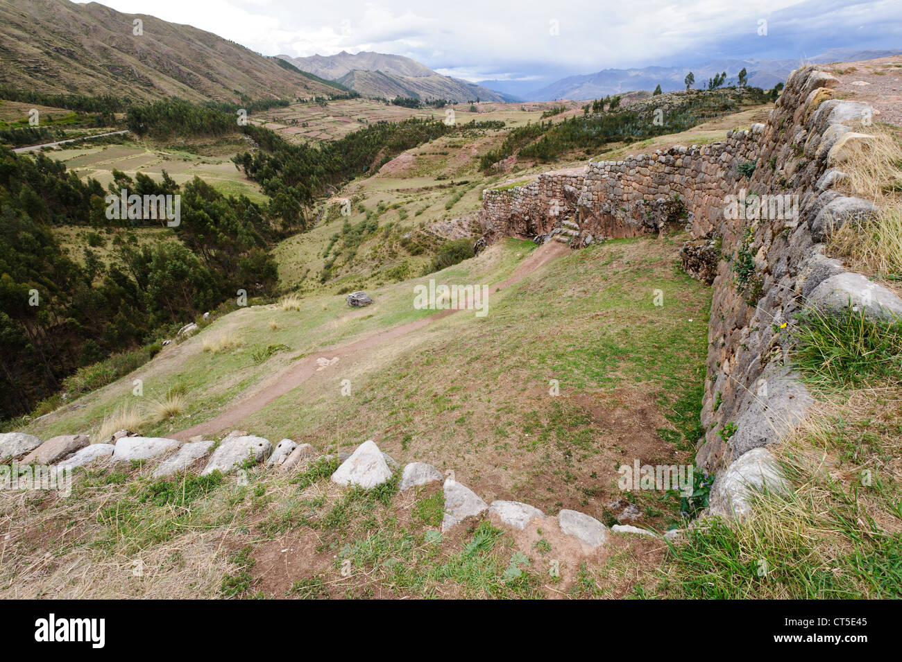 Fortifications built by the Inca at Pucapucara ruins, Cusco, Peru ...