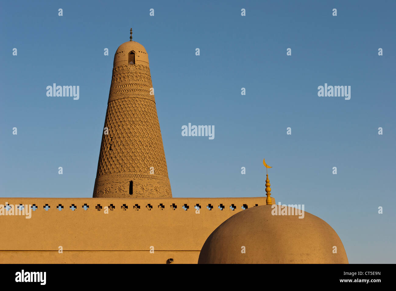 The Emin Minaret, or Imin Ta, stands by the Uighur Mosque located in ...