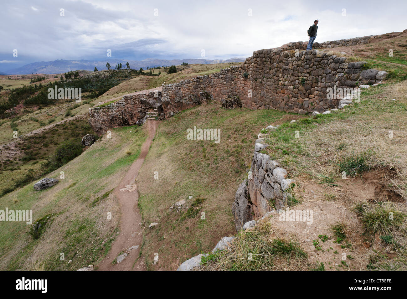 Fortifications built by the Inca at Pucapucara ruins, Cusco, Peru ...