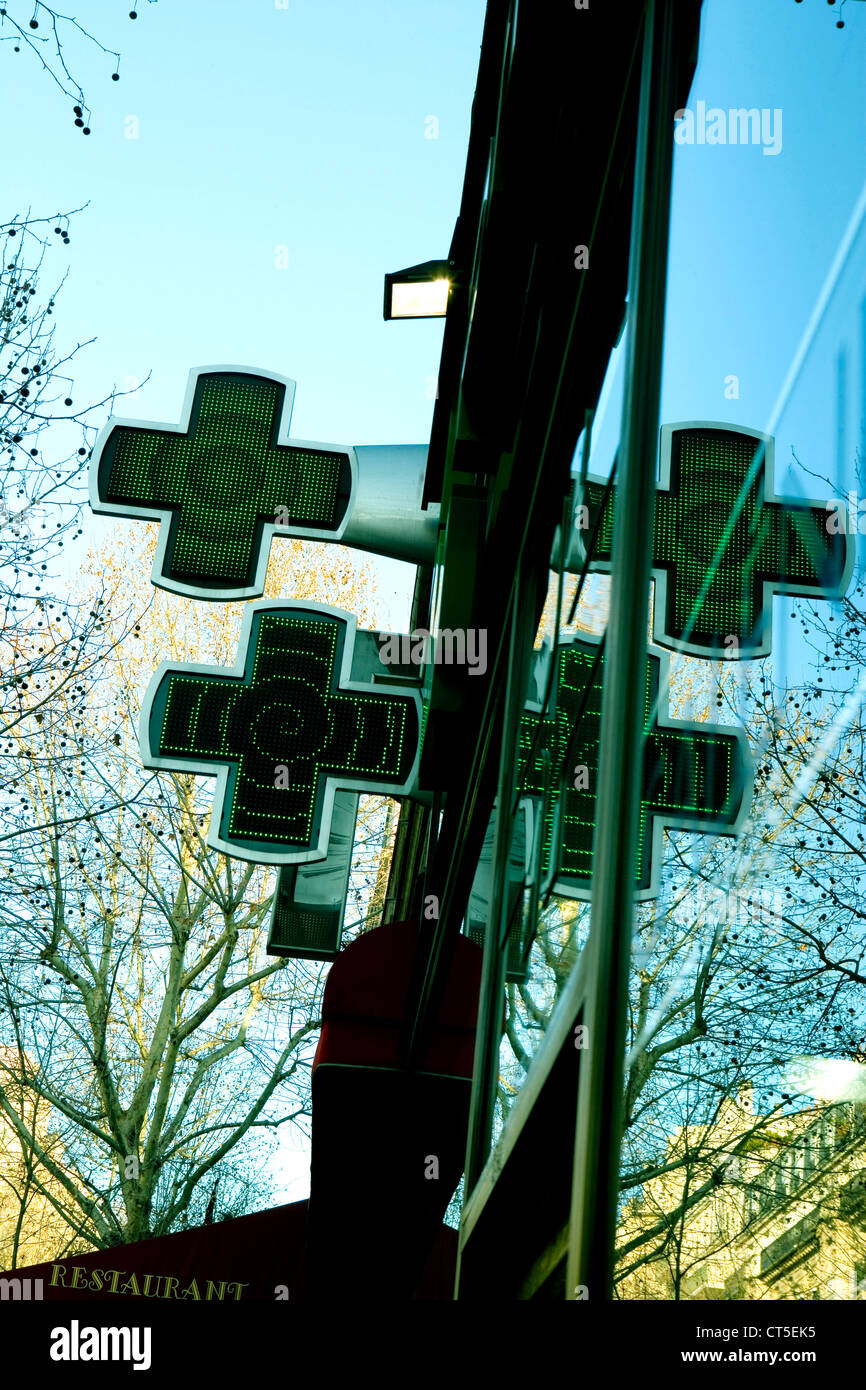 CROSS ON CHEMIST'S SHOP Stock Photo - Alamy