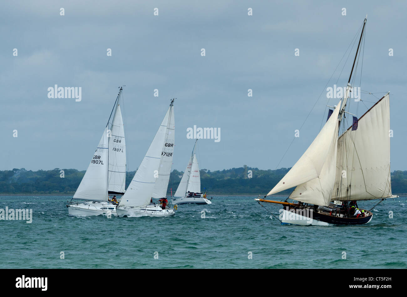 2012 Round The Island yacht race sailing off Yarmouth and Lymington ...
