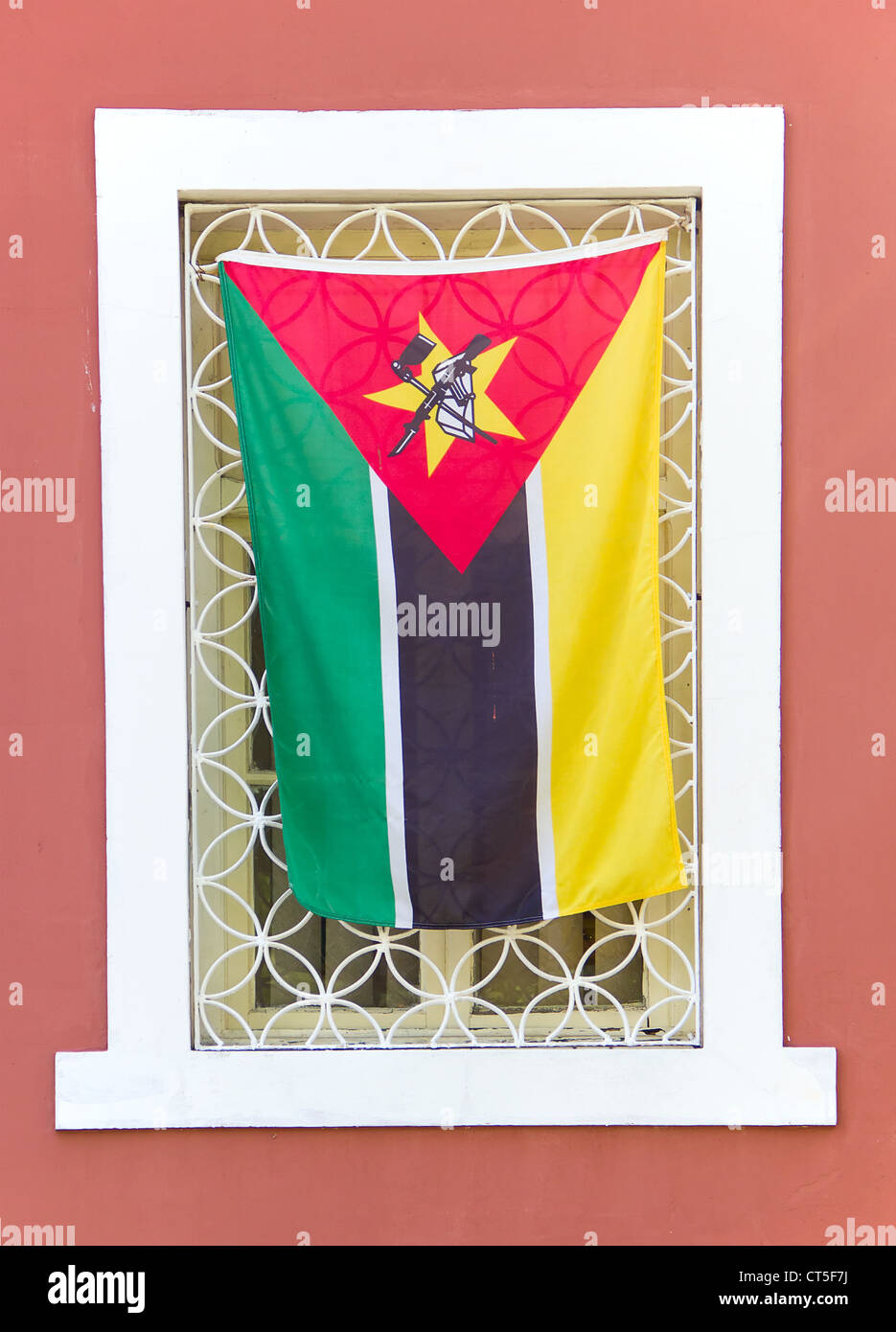 Flag of Mozambique on window in Maputo Stock Photo - Alamy