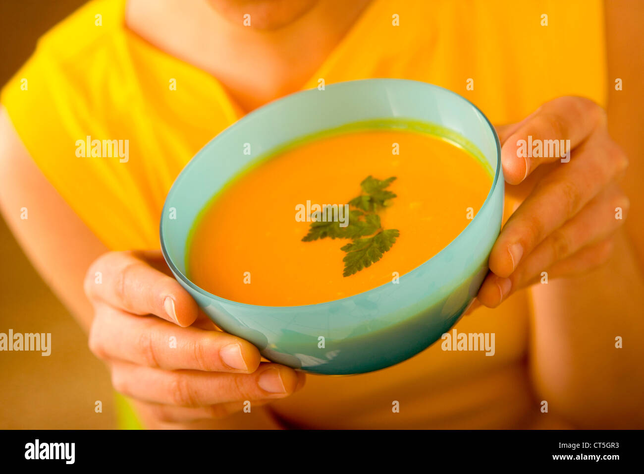 WOMAN EATING SOUP Stock Photo - Alamy