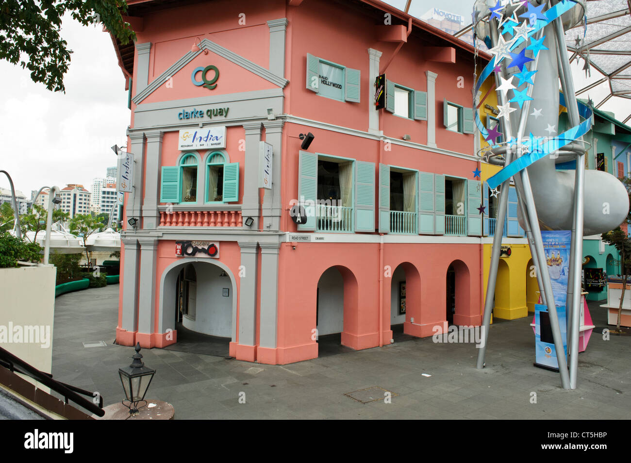 Brightly coloured building, Clarke Quay, Singapore, Southeast Asia ...