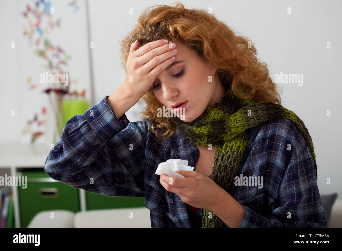WOMAN WITH FEVER Stock Photo - Alamy