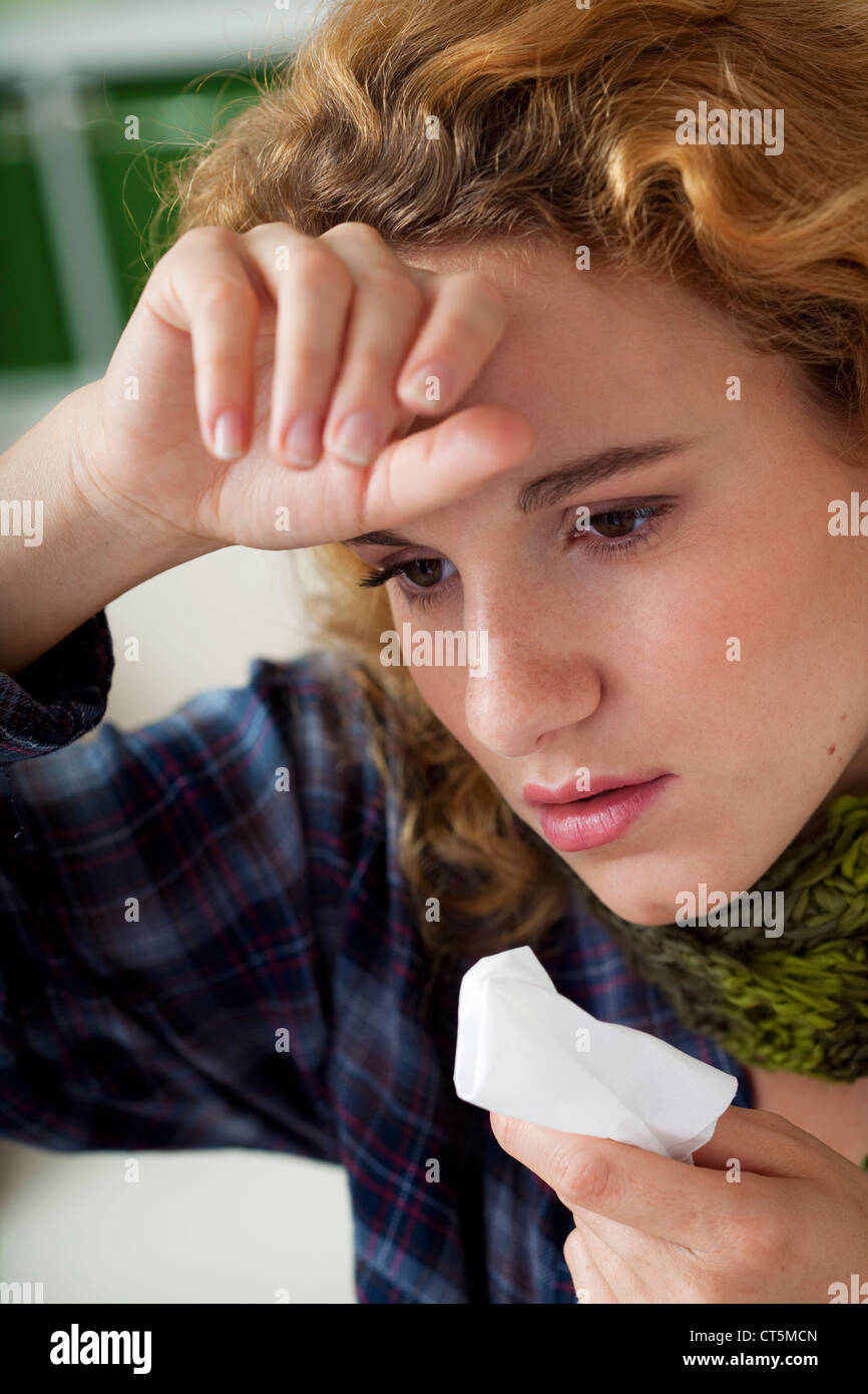 WOMAN WITH FEVER Stock Photo - Alamy