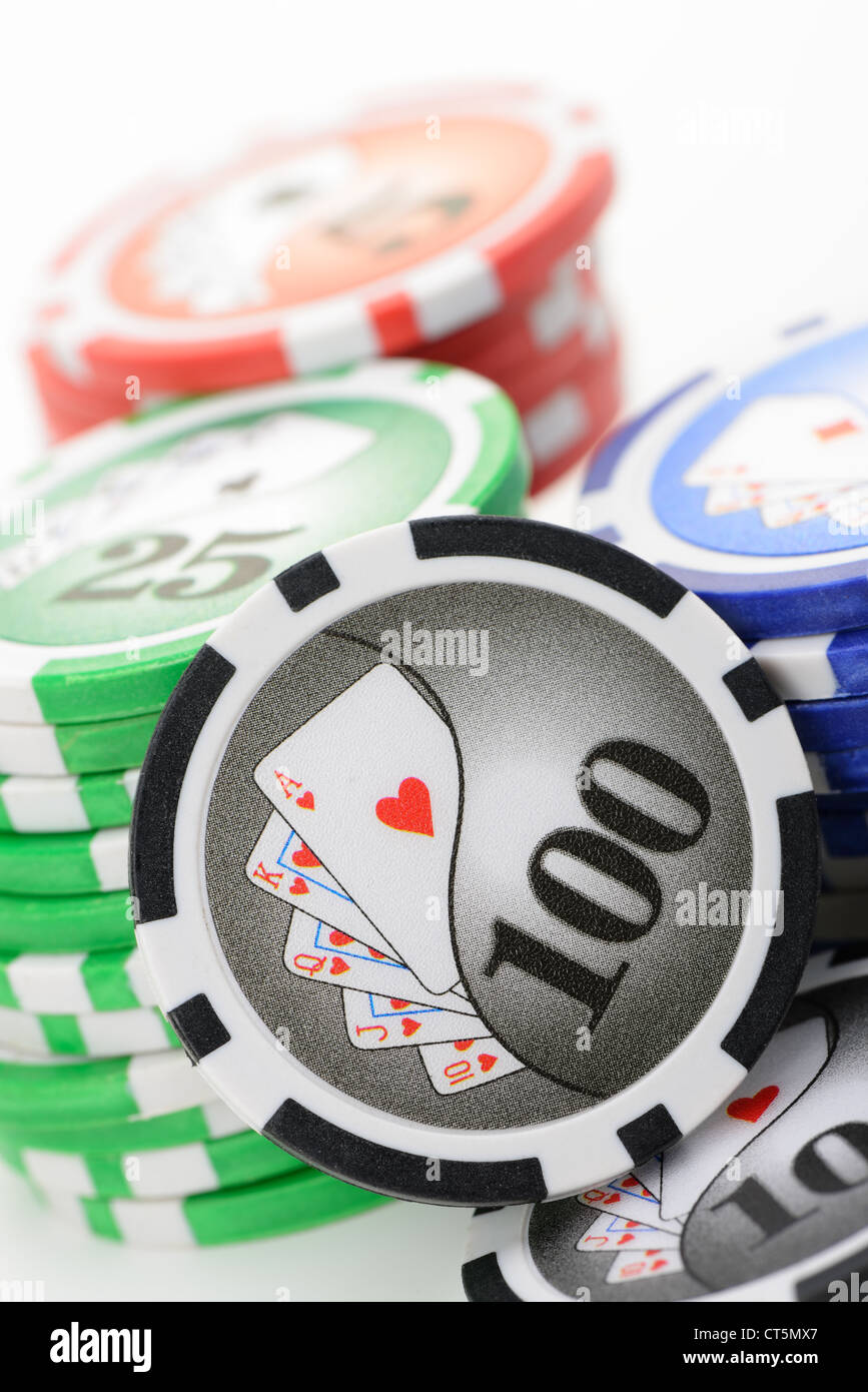 Gaming chips. Isolated on white background Stock Photo - Alamy