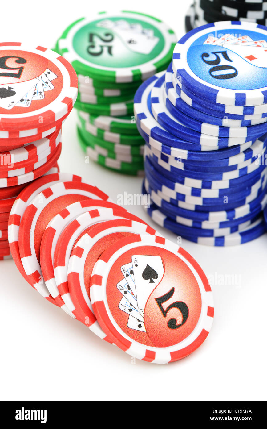 Gaming chips. Isolated on white background Stock Photo - Alamy