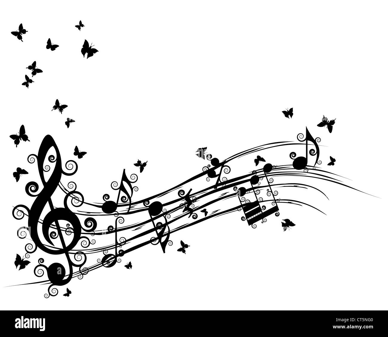 Vector musical notes staff background for design use Stock Photo - Alamy