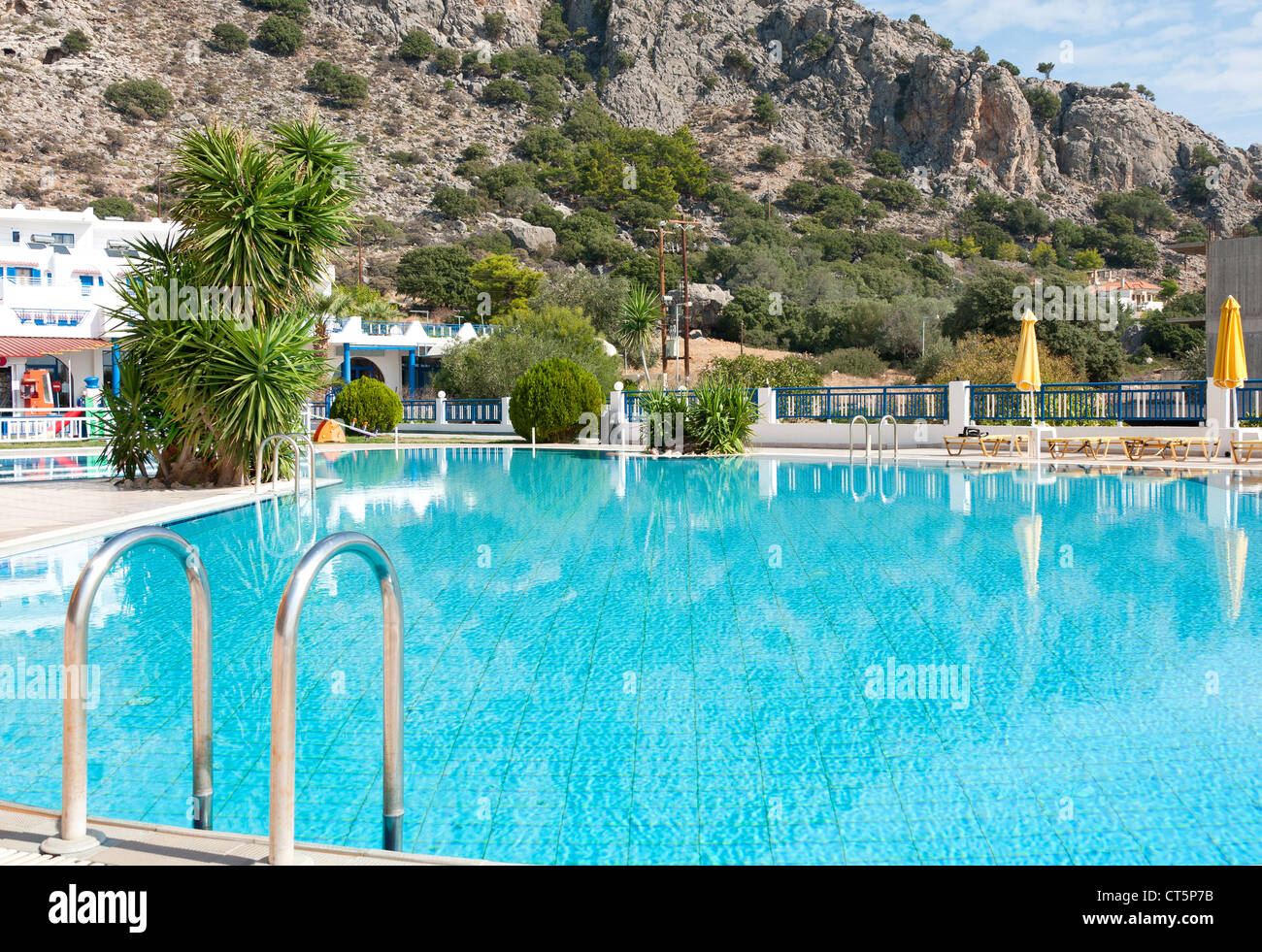 Outdoor swimming pool. Image taken in Rhodes, Greece Stock Photo - Alamy