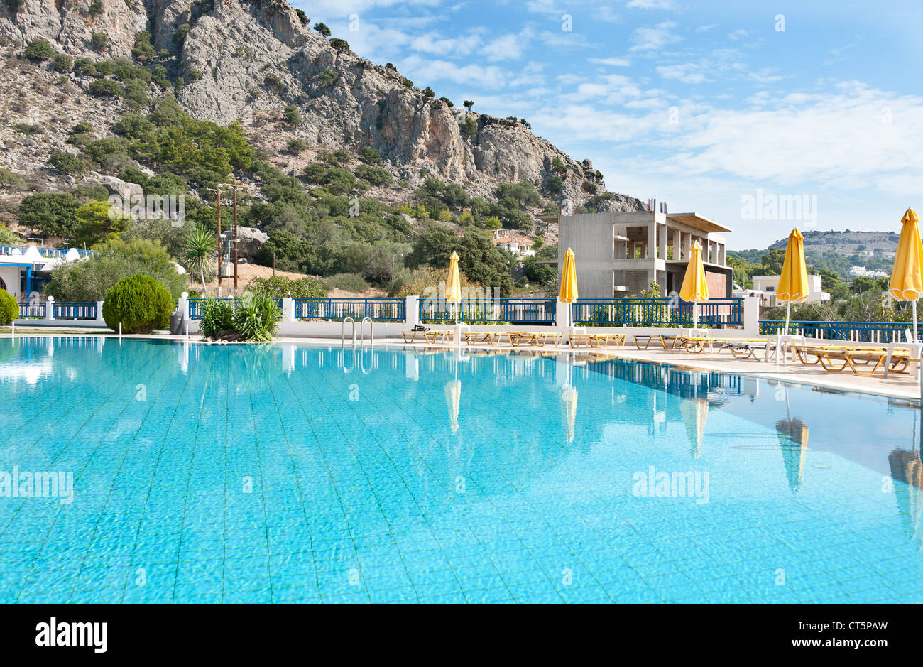 Outdoor swimming pool. Image taken in Rhodes, Greece Stock Photo - Alamy