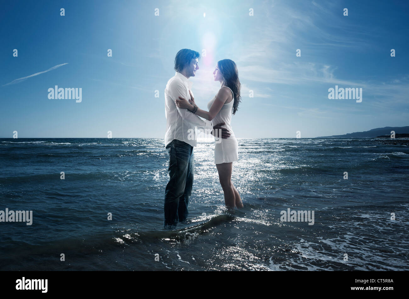 Romantic couple in the sea Stock Photo - Alamy