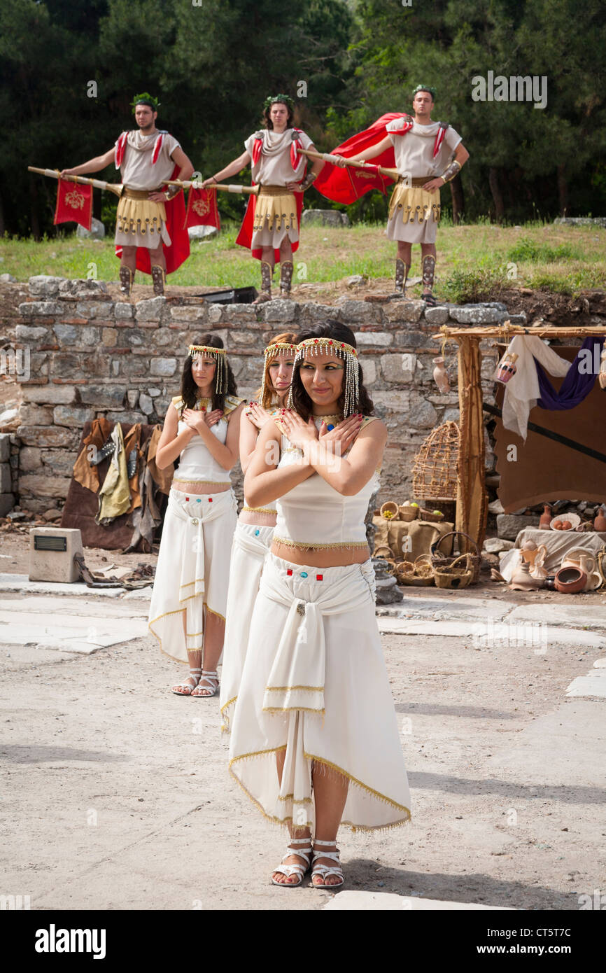 Reenacting an historical Roman event, with female dancers dancing ...
