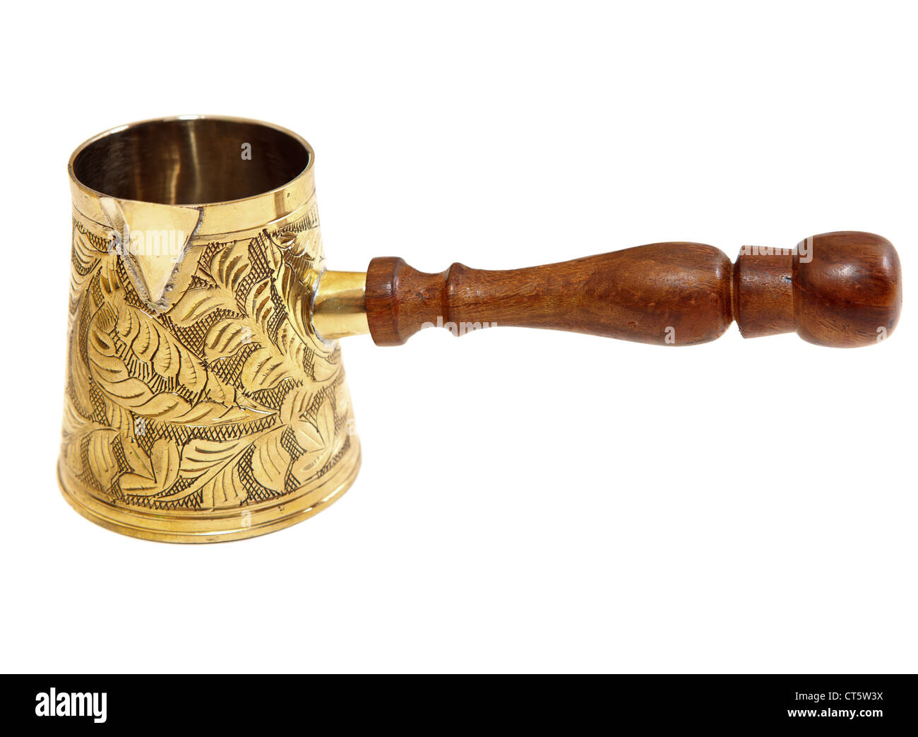 Golden coffee pot isolated on white background Stock Photo - Alamy