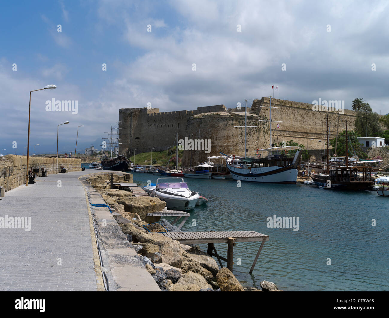dh Girne Harbour KYRENIA NORTHERN CYPRUS Old harbour pier and Kyrenia ...