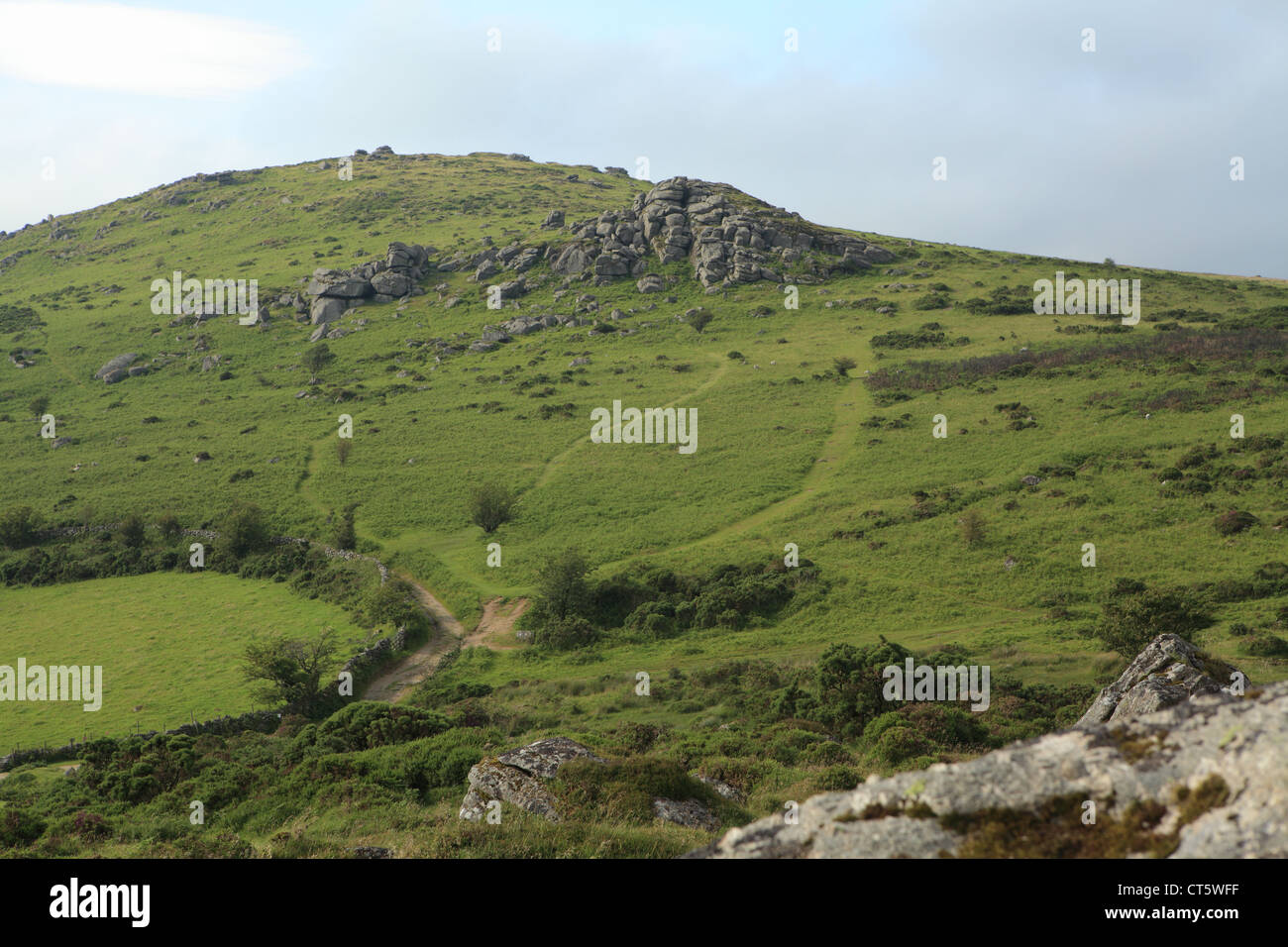 Bell Tor, near Widecombe, view from Bonehill rocks, Dartmoor, Devon ...
