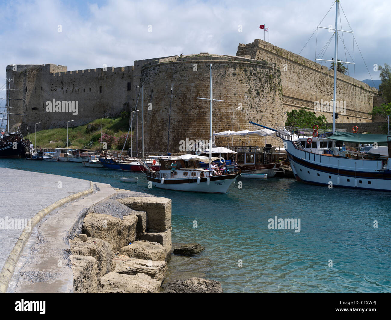 dh Girne Harbour KYRENIA NORTHERN CYPRUS Tourist yacht Kyrenia Castle ...