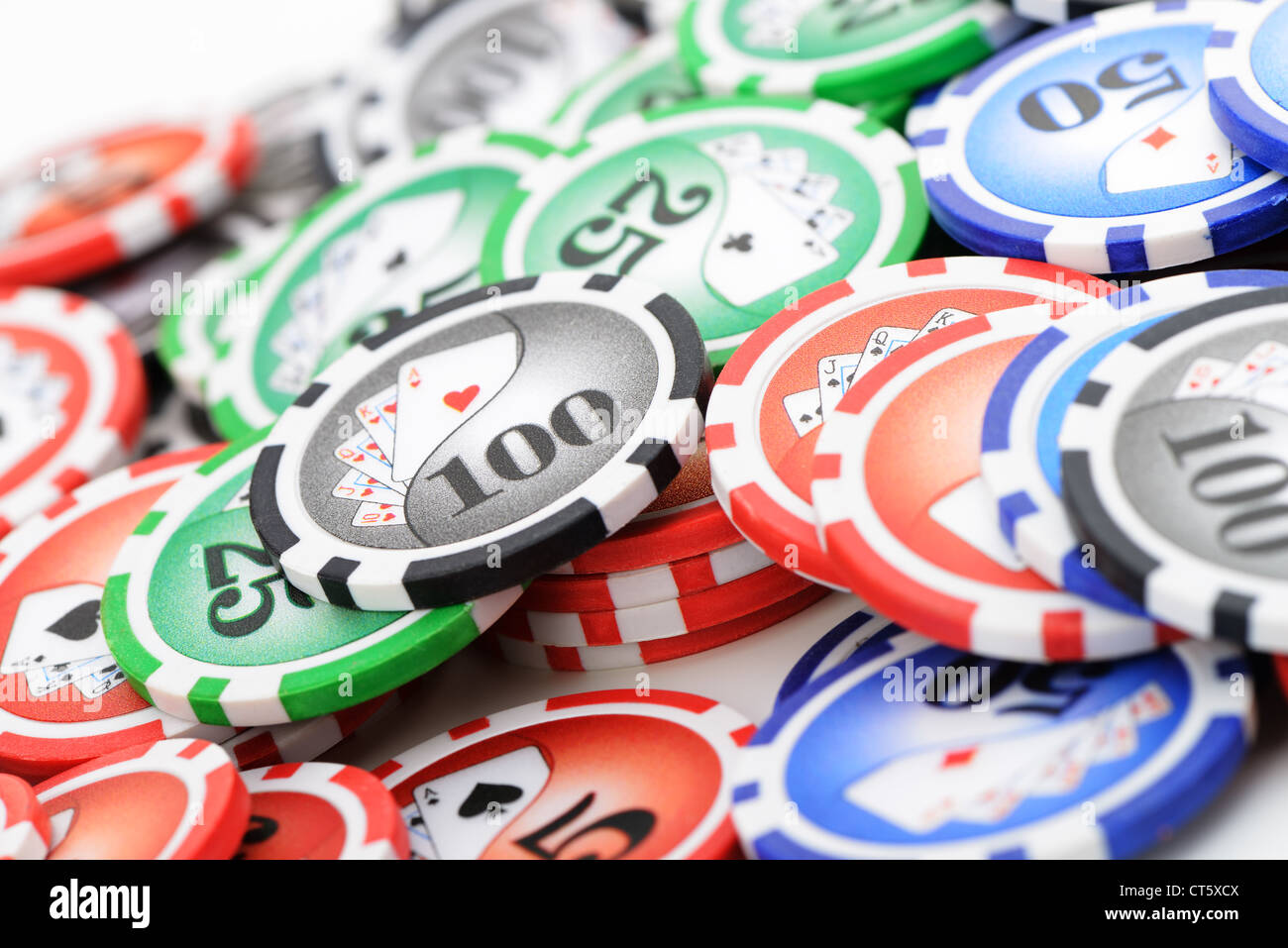 Gaming chips. Chaos abstract color photo closeup Stock Photo - Alamy