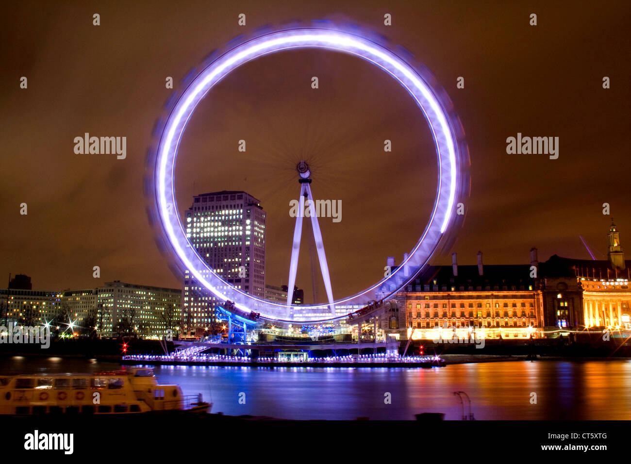 London Eye Millennium Wheel South Bank at night Stock Photo - Alamy