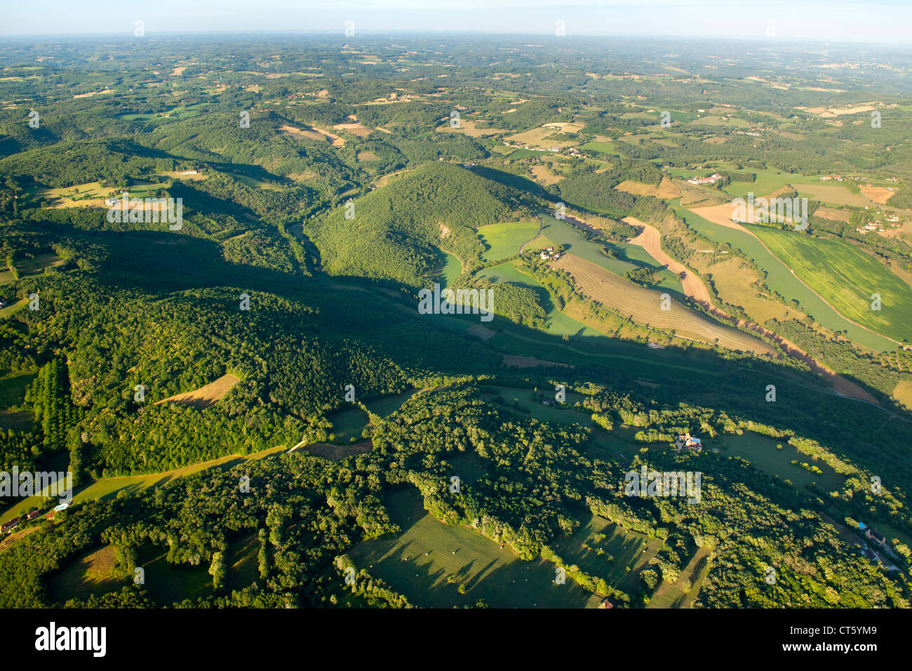 Aerial view of the countryside near Sarlat in the Dordogne-Perigord ...