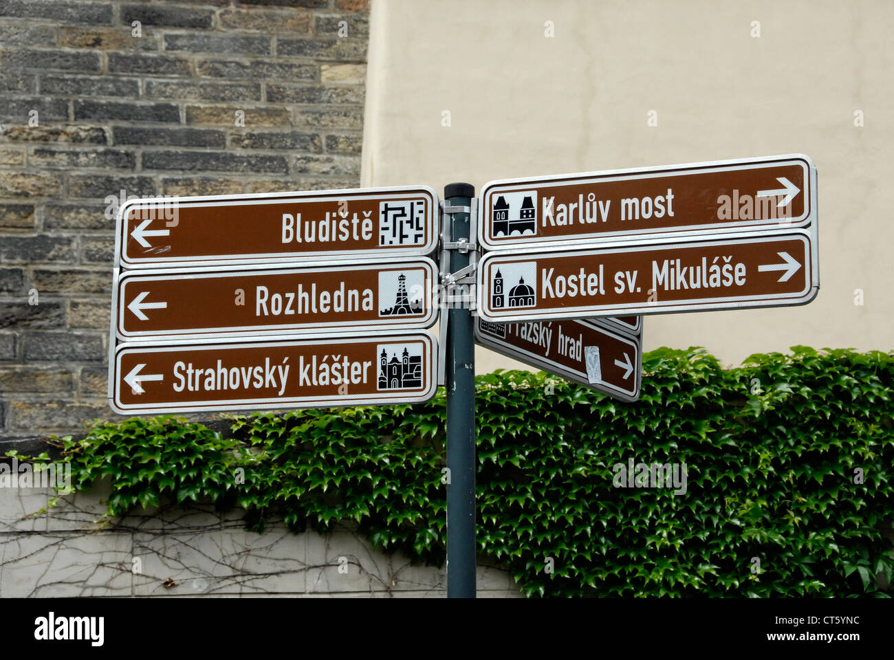 Directional sign in Prague, Czech Republic Stock Photo - Alamy