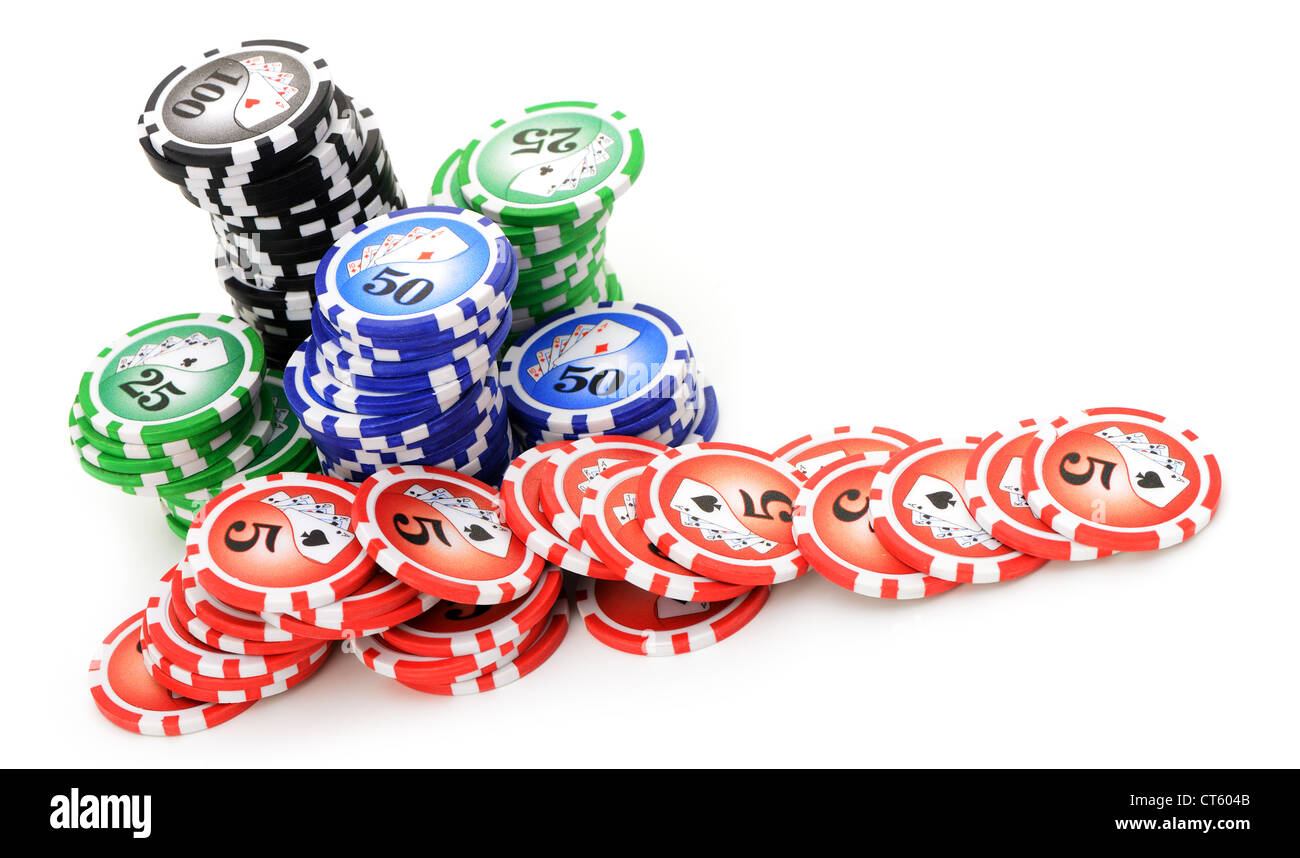 Gaming chips. Isolated on white background Stock Photo - Alamy