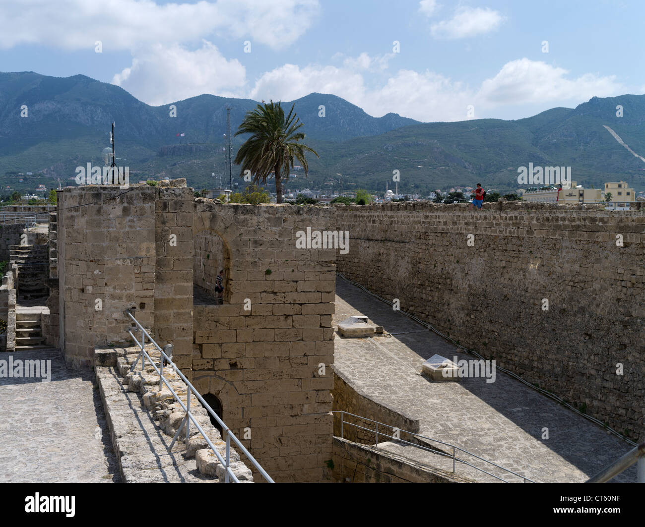 dh Girne Castle KYRENIA NORTHERN CYPRUS Tourists Venetian castle walls ...